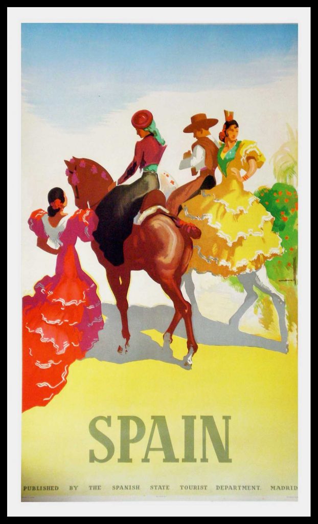 Affiche voyage originale Espagne cavalier - MORELL 1950 - Poster Paul