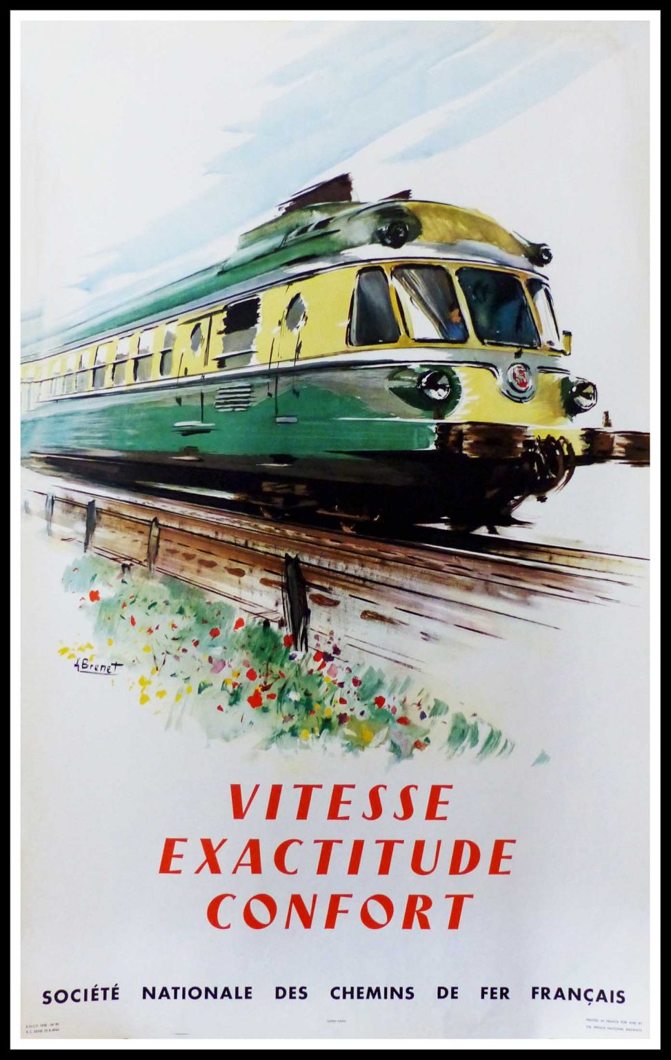 Affiche ancienne originale Vitesse Exactitude de confort SNCF - Albert ...