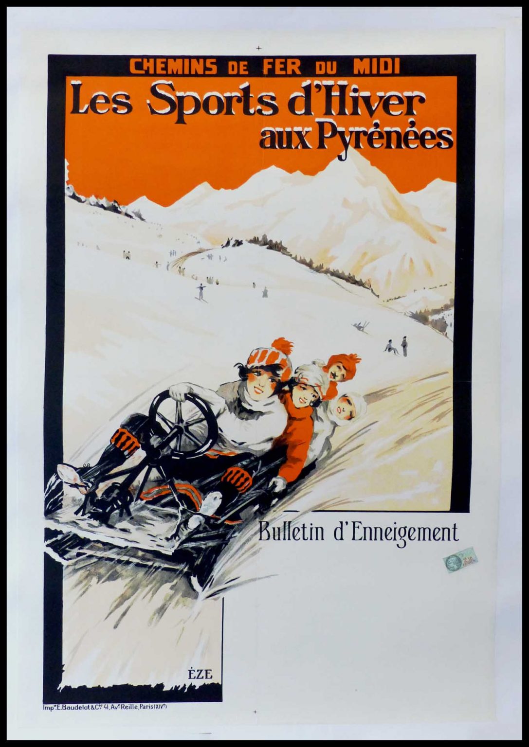 EZE - Chemin de Fer du Midi, sports d'hiver aux Pyrénées, affiche ...